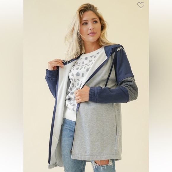 Hem & Thread | Jackets & Coats | 294 Hooded Jacket Long Line Fleece ...